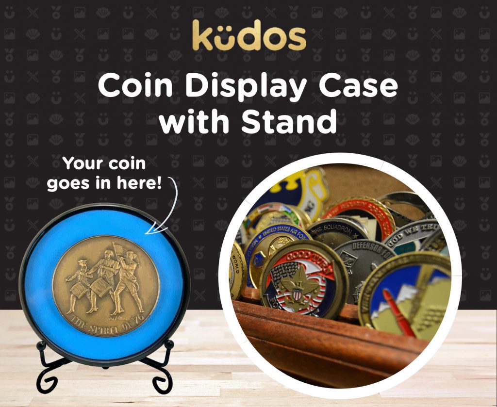 Challenge Coin Display Case with Stand | Kudos | Medallion Shadow Box
