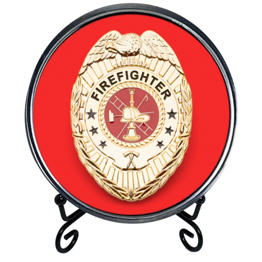 Kudos | Badge Display Case with Stand | Police & Fire Badge Holder