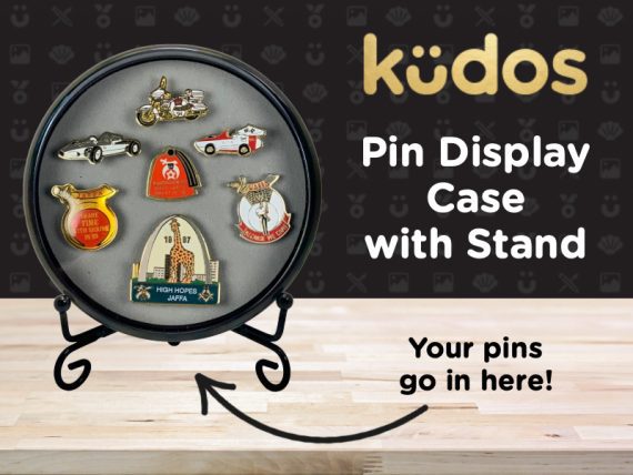 Pin Display Case with Stand | Kudos | Lapel Pin Collection Shadow Box